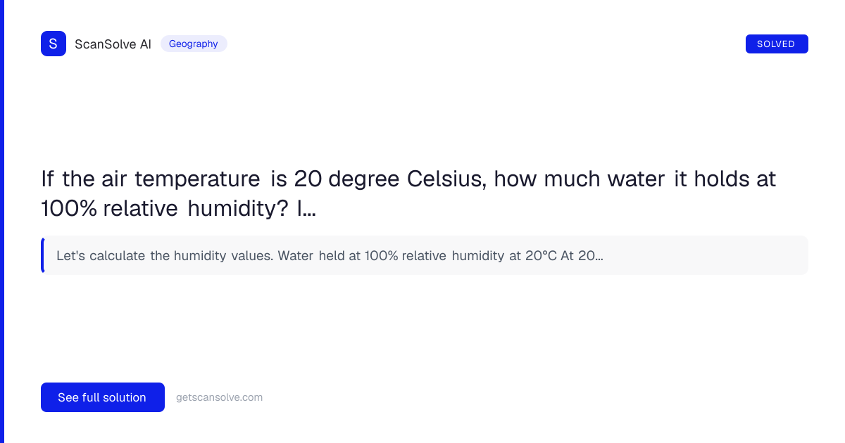 Solved: If the air temperature is 20 degre… | Geography | ScanSolve