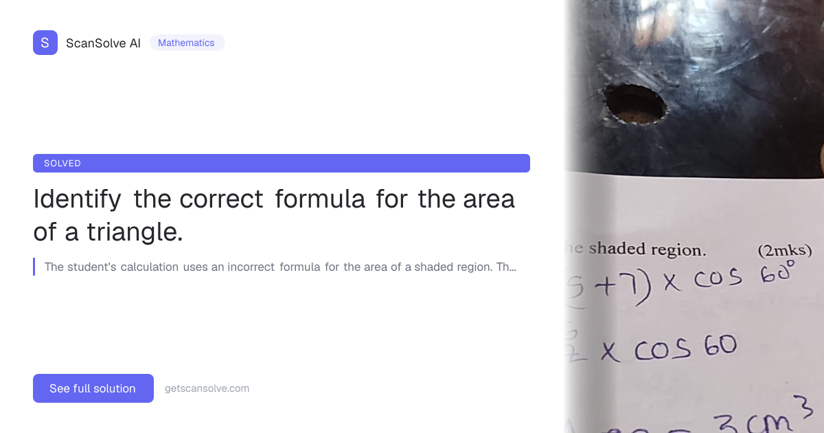 Solved: Identify the correct formula for… | Mathematics | ScanSolve